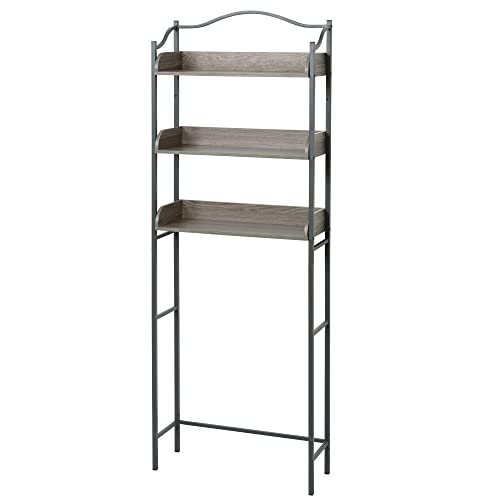 Zenna Home 3-Tier Over-The-Toilet Bathroom, Driftwood Gray/Pewter Spacesavers