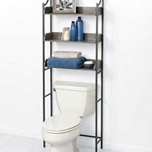 Zenna Home 3-Tier Over-The-Toilet Bathroom, Driftwood Gray/Pewter Spacesavers