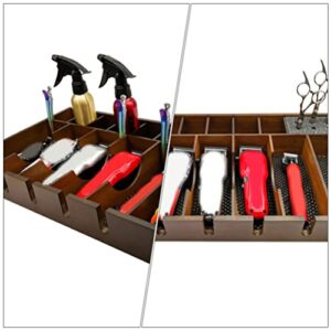 Barber Wooden Blade Rack Storage Tray: Hair Clipper Storage Tray Organizer Plastic Clipper Guide Comb Organizer Hairstylist Tools Storage Rack Salon Accessories Hair Clipper Wooden Holder