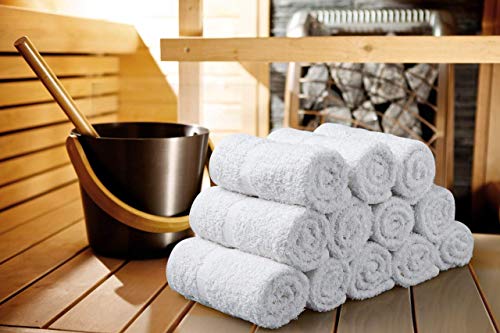 Terry Towels Salon White 12 Pack Towels Set Pk 12 Cotton Saloon Soft Gym Towel-(White)-16 x 27-Ringspun Cotton Softness and Absorbency, Easy Care