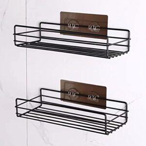 shower caddies with 4 hooks shower shelves 2 pcs shower organizers rust proof stainless steel storage baskets storage rack shampoo holder wall organization for inside shower & kitchen(black)