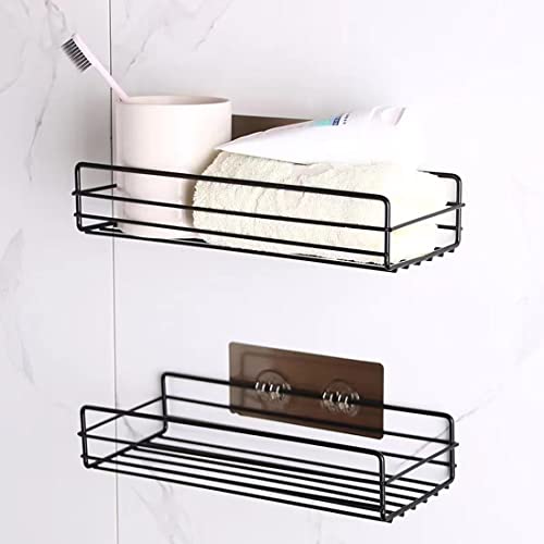 Shower Caddies with 4 Hooks Shower Shelves 2 Pcs Shower Organizers Rust Proof Stainless Steel Storage Baskets Storage Rack Shampoo Holder Wall Organization for Inside Shower & Kitchen(Black)