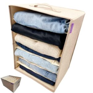 jacarandas oversize wardrobe clothes organizer, clothes organizer for folded clothes, jeans organizer, pants organizer, stackable, 7 grids, beige