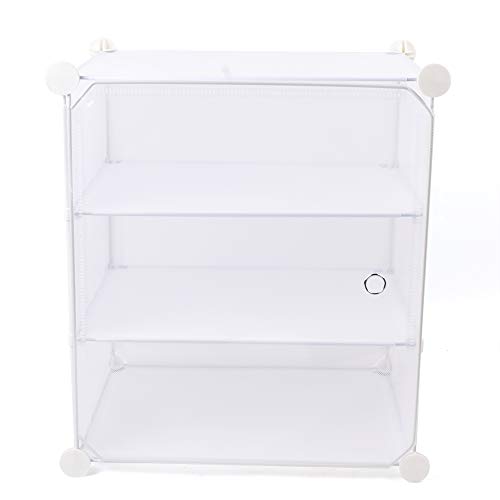 Portable Shoe Rack Organizer 12 Tier DIY Shoe Cabinet, 72 Pair White Plastic Stackable Closet Shoe Box Storage Cabinet for Entryway, Bedroom and Hallway Shoe Cabinet w/Doors