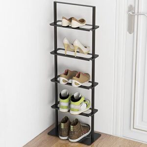 gazitop metal shoe stand, 5 tier vertical shoe rack, narrow shoe rack for small space saving shoe tower sturdy durable, free standing shoe racks for entryway, matte black shoe rack