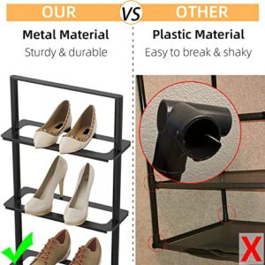 GAZITOP Metal Shoe Stand, 5 Tier Vertical Shoe Rack, Narrow Shoe Rack for Small Space Saving Shoe Tower Sturdy Durable, Free Standing Shoe Racks for Entryway, Matte Black Shoe Rack