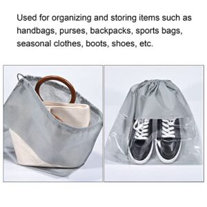 PATIKIL 13.8 Inch Non-Woven Fabric Handbag Dust Cover, 5 Pack Dustproof Storage Organizer Drawstring Bag for Handbags Purses, Gray