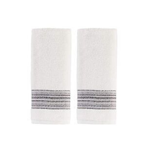 skl home by saturday knight ltd. geo stripe hand towel set, white 2 count