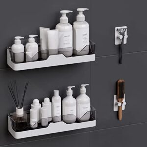 uifer 2-pack adhesive shower caddy, shower shelves with hooks, no drilling shower racks for inside shower & kitchen storage