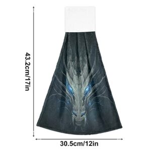 Alaza Dragon Firing Anime Hanging Kitchen Hand Towels with Loop Super Absorbent Hand Towels Machine Washable 2 Piece Sets