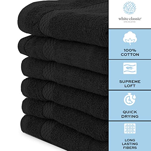 White Classic Luxury Hand Towels | 6 Pack Luxury Cotton Washcloths | 12 Pack Bundle (Gray)