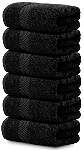 White Classic Luxury Hand Towels | 6 Pack Luxury Cotton Washcloths | 12 Pack Bundle (Gray)