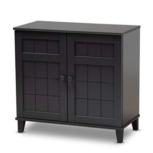 bowery hill contemporary 4-shelf wood shoe cabinet in dark gray