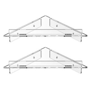 richboom clear acrylic corner shelf, 2 pack wall mounted bathroom shower shelf floating shelf for bedroom living room kitchen office, soap and shampoo holder organizer