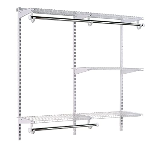 Rubbermaid Configurations 4-8 Feet Expandable Hanging and Shelf Space Custom DIY Closet Organizer Kit, White