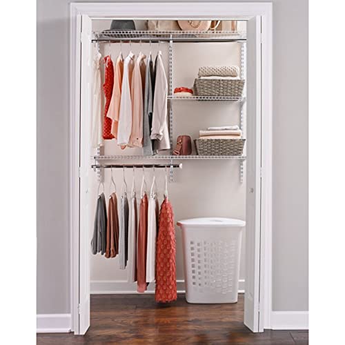 Rubbermaid Configurations 4-8 Feet Expandable Hanging and Shelf Space Custom DIY Closet Organizer Kit, White