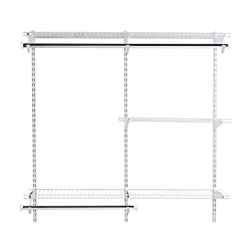 Rubbermaid Configurations 4-8 Feet Expandable Hanging and Shelf Space Custom DIY Closet Organizer Kit, White