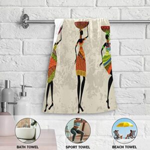 DOMIKING Decorative Hand Towels for Bathroom - African Woman Grunge Cotton Guest Towel Set of 2 Absorbent Face Towel for Bathroom Hotel Gym Spa