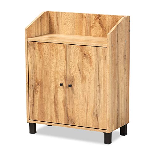 Baxton Studio Rossin Shoe Cabinets, Oak/Black