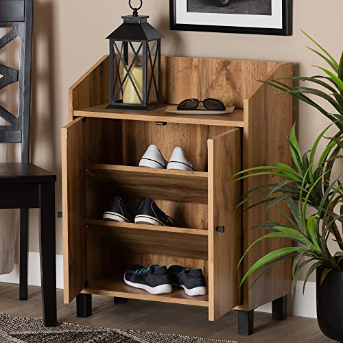 Baxton Studio Rossin Shoe Cabinets, Oak/Black