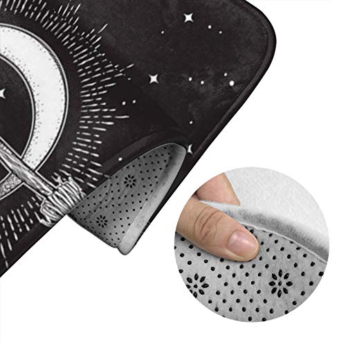 FORSJHSA Moon Stars Witch Bathroom Rugs Set 3 Piece Non Slip Bath Mat + U-Shaped Contour + Toilet Lid Cover Absorbent Bath Mat Set for Tub, Shower and Bathroom, One Size