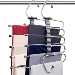 Pants Hangers - 2 Pack of Hangers for Closet Organizer, Wardrobe Space Saving for Skirt and Pants Hangers, Metal Hangers, Rack Organizer, Metal Hangers and Closet Hangers