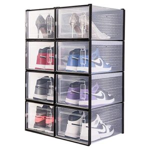 ondisplay clik stackable interlocking shoe box system (medium clear/black, set of 8)