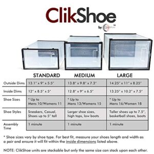 OnDisplay Clik Stackable Interlocking Shoe Box System (Medium Clear/Black, Set of 8)