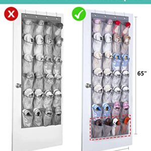 MISSLO 28 Large Pockets Hanging Shoe Organizer and 28 Large Pockets Hanging Shoe Rack Door Shoe Organizer Hanging Shoe Storage Hanger for Closet Mesh Holder