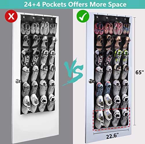 MISSLO 28 Large Pockets Hanging Shoe Organizer and 28 Large Pockets Hanging Shoe Rack Door Shoe Organizer Hanging Shoe Storage Hanger for Closet Mesh Holder