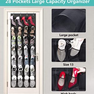 MISSLO 28 Large Pockets Hanging Shoe Organizer and 28 Large Pockets Hanging Shoe Rack Door Shoe Organizer Hanging Shoe Storage Hanger for Closet Mesh Holder