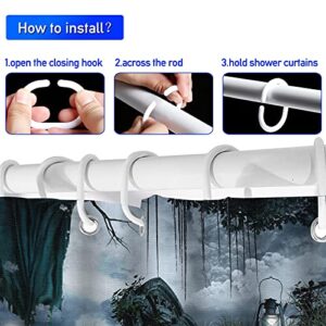 Halloween Scenery with tombstones Shower Curtain Sets with Rugs and Toilet Lid Cover and Bath Mat for Bathroom, Shower Curtain Sets with 12 Hooks, Waterproof Durable Bathroom Decor Set