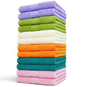 cleanbear ultra soft hand towels 12 pack 6 colors 100% cotton hand towel set for family members (13 x 29 inches)