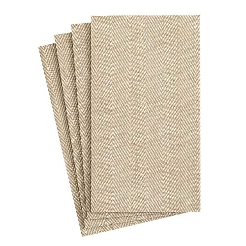 Caspari Paper Guest Towels Jute Linen, 12 Per Box,Tan,Guest Towel,9760GG