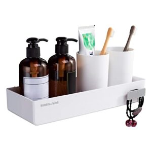 sunsealiving shower caddy bathroom organizer drill free removable adhesive shelf bathroom wall mounted storage shower caddy plastic white