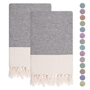 emyyr hand towels for bathroom - kitchen - set of 2 -0 cotton - pre washed, quick dry, soft, 17x37' - decorative hand towel - hand towels for bathroom clearance, bath, face, tea towels 01 (grey1)