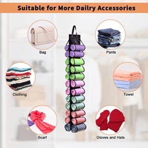 SMFANLIN 2 Pack Yoga Legging Hanging Storage Organizer, Leggings Space Saving Bag Storage Hanger with 24 Compartments, Clothes Closet Roll Holder for Tshirt, Towel, Jean - Foldable & Portable