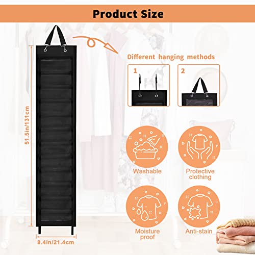 SMFANLIN 2 Pack Yoga Legging Hanging Storage Organizer, Leggings Space Saving Bag Storage Hanger with 24 Compartments, Clothes Closet Roll Holder for Tshirt, Towel, Jean - Foldable & Portable