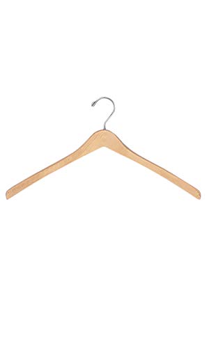 17 inch Contoured Natural Wood Coat Hangers - Case of 50