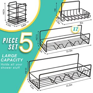 Shower Caddy, 5 Packs Shower Organizer Shelf, Adhesive Shower Shelves No Drilling, Large Capacity, Rustproof Stainless Steel Wall Bathroom Organizer Basket with Adhesives for Bathroom & Kitchen