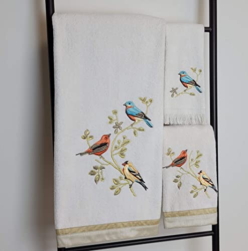 Avanti Linens - Hand Towel, Soft & Absorbent Cotton (Gilded Birds Collection), Ivory