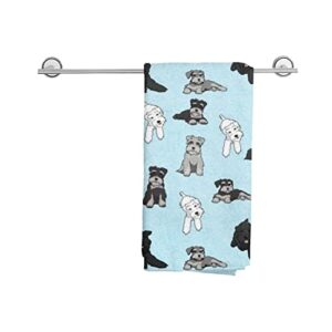 IconSymbol Cartoon Schnauzers Hand Towels Ultra Soft Highly Absorbent Bathroom Towel， Multipurpose Kitchen Dish Guest Towel for Gym, Hotel, Spa and Home Decor(27.5 x 15.7 in)