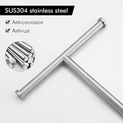 KES Hand Towel Stand for Bathroom Countertop Double-T Towel Holder Towel Rack with Square Base SUS304 Stainless Steel Brushed Finish, BTH209B-2