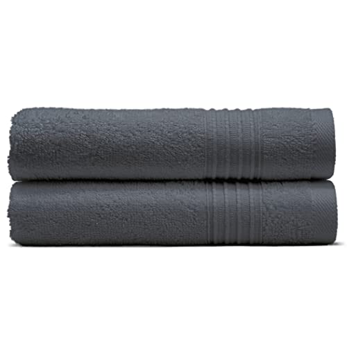 Cosy House Collection 2-Pack Essential Cotton Hand Towel Set - Ultra Soft, Absorbent & Quick Drying - Luxury 100% Cotton Plush Towel - for Bathroom, Shower & Kitchen (Hand Towel, Grey)