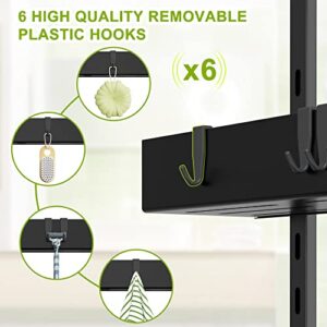 Thideewiz 4 Tier Over the Door Shower Caddy, 32.8inch Height Adjustable Hanging Shower Organizer, Black Metal Rustproof Bathroom Shelves with 6 Plastic Hooks and 2 Suction Cups