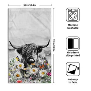 Giwawa Farm Cow Hand Towels Scottish Bull Soft Thin Bath Towel Set of 2 Cotton Luxury Kitchen Washcloths for Bathroom Home Gym Hotel Sport