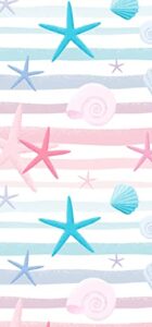 jalibei starfish and conches on pink and blue striped background hand towels bath towels soft kitchen dish towels 13.6*29 for household daily use | home decoration | carry-on hotel gym spa