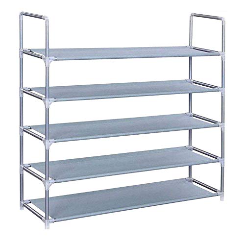 SAVICOS Shoe Rack, 5-Tier Metal Shoe Organizer Shelf Stackable Storage Cabinet Towers Unit Entryway Organizer Holds 20 Pairs(Gray)