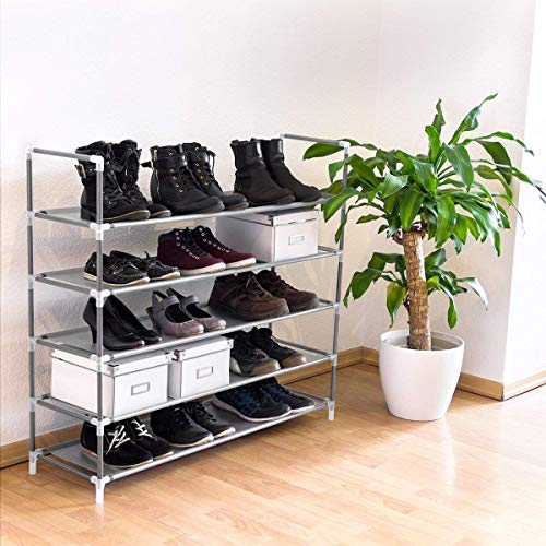 SAVICOS Shoe Rack, 5-Tier Metal Shoe Organizer Shelf Stackable Storage Cabinet Towers Unit Entryway Organizer Holds 20 Pairs(Gray)