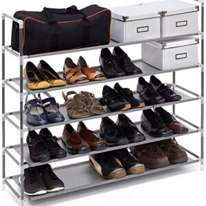 SAVICOS Shoe Rack, 5-Tier Metal Shoe Organizer Shelf Stackable Storage Cabinet Towers Unit Entryway Organizer Holds 20 Pairs(Gray)